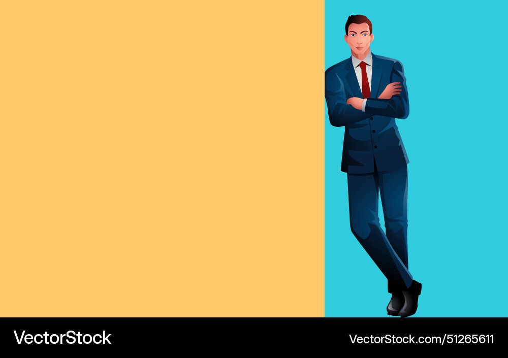 Gradient businessman leaning arm crossed Vector Image
