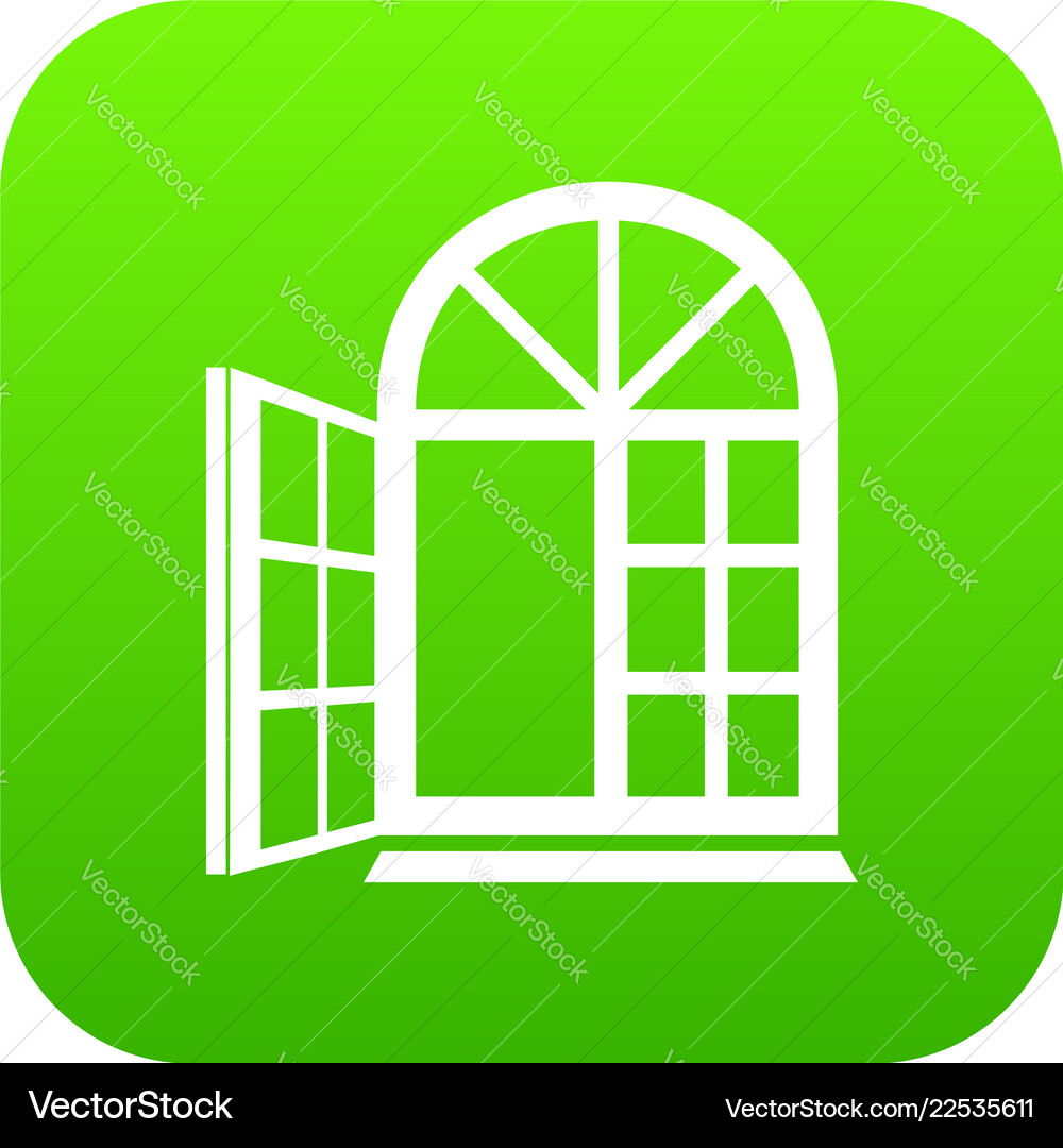 Green Window Frame Icon Royalty Free Vector Image