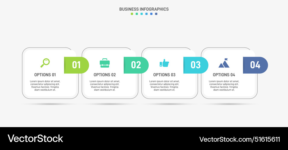 Horizontal progress bar featuring 4 arrow-shaped Vector Image