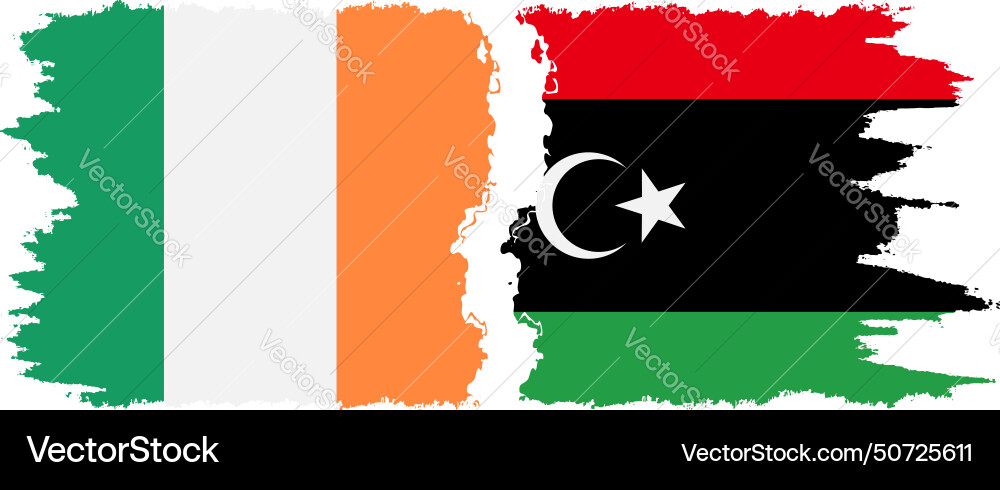 Libya and ireland grunge flags connection Vector Image