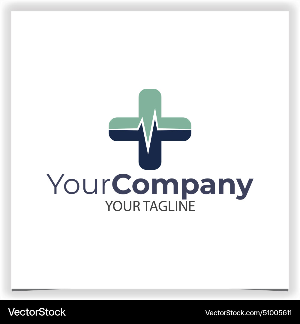 Pharmacy logo with heart beat design template Vector Image