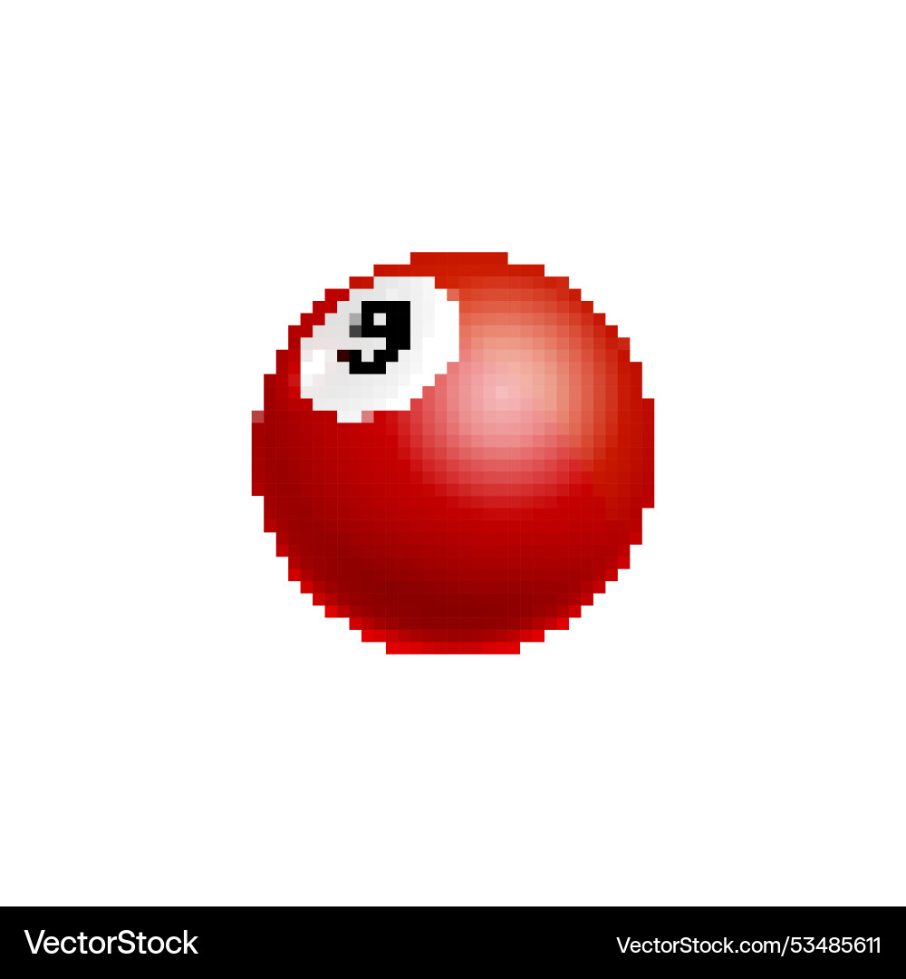 Pixelated red billiard ball icon simple pixel art Vector Image