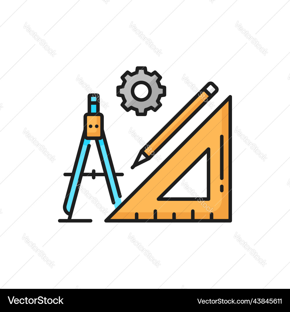 Triangle ruler and compass pencil architect tools Vector Image