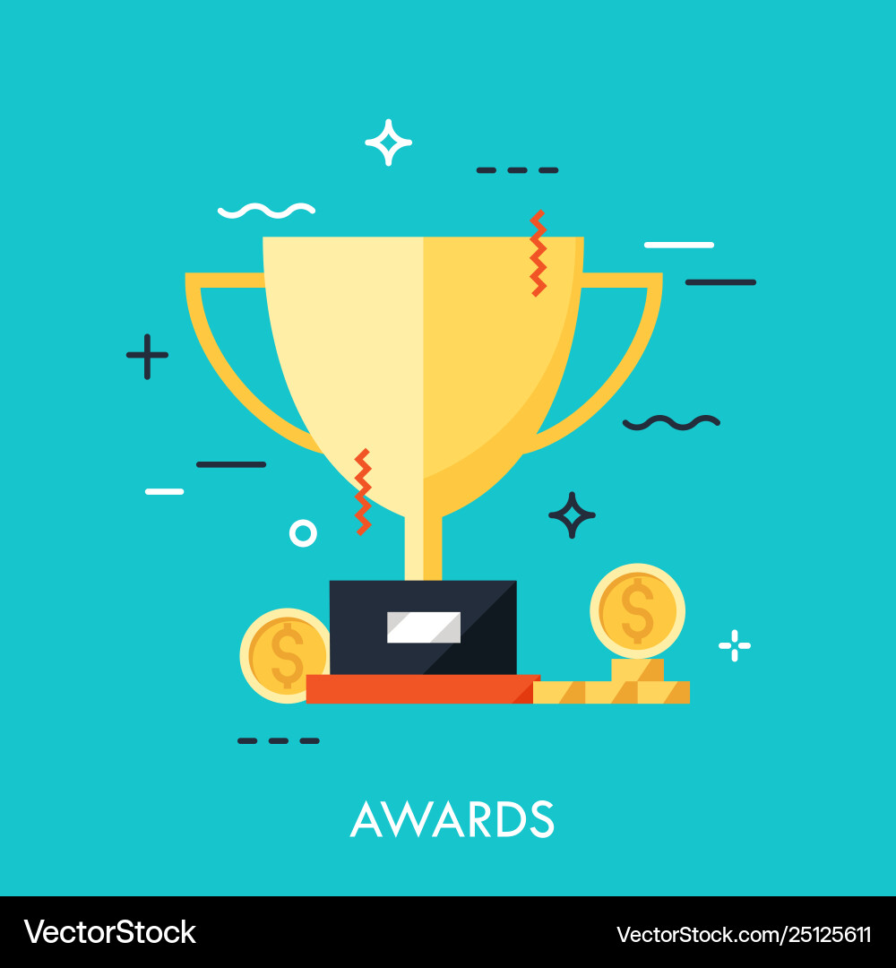 Trophy for first place winner icon thin line Vector Image