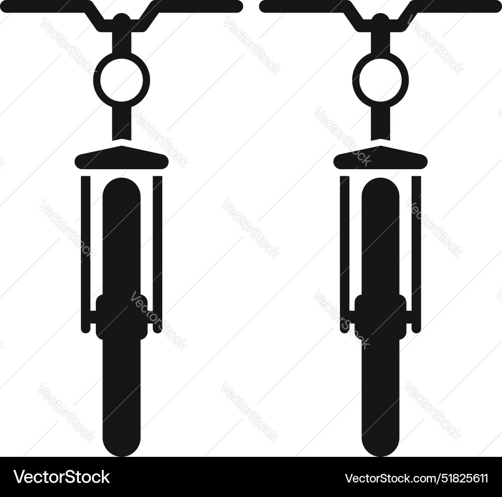 Two bicycles front view showing forks handlebars Vector Image