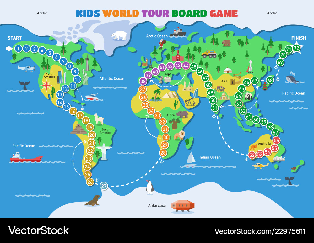 World Game Board Map Royalty Free Vector Image