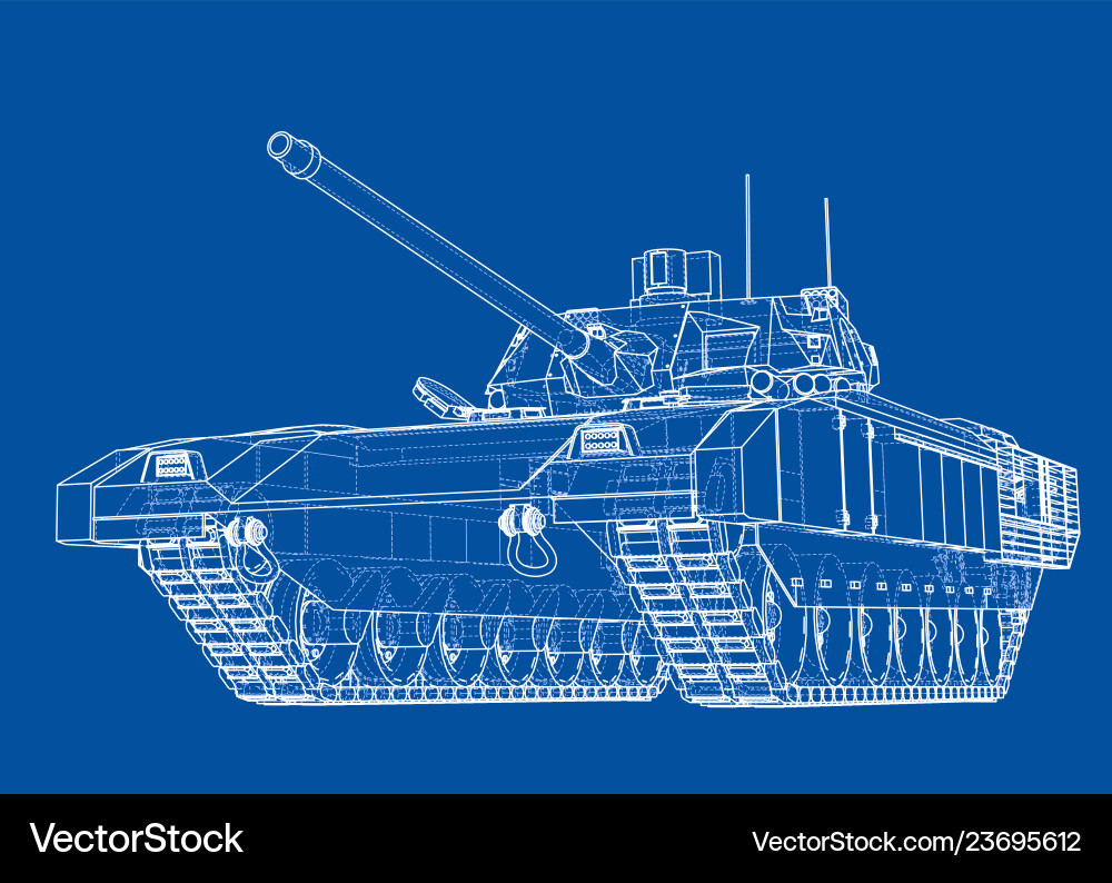 Blueprint of realistic tank Royalty Free Vector Image