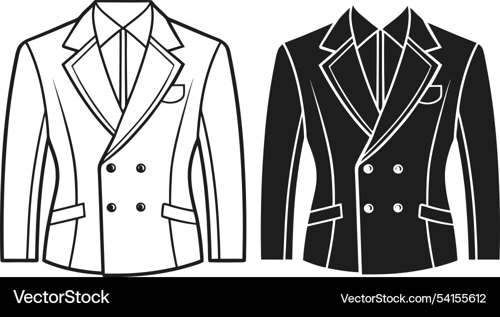 Double-breasted suit jacket template Royalty Free Vector