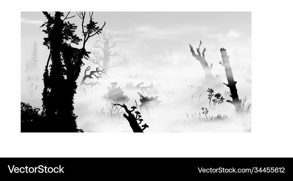 Foggy Swamp Silhouette Royalty Free Vector Image