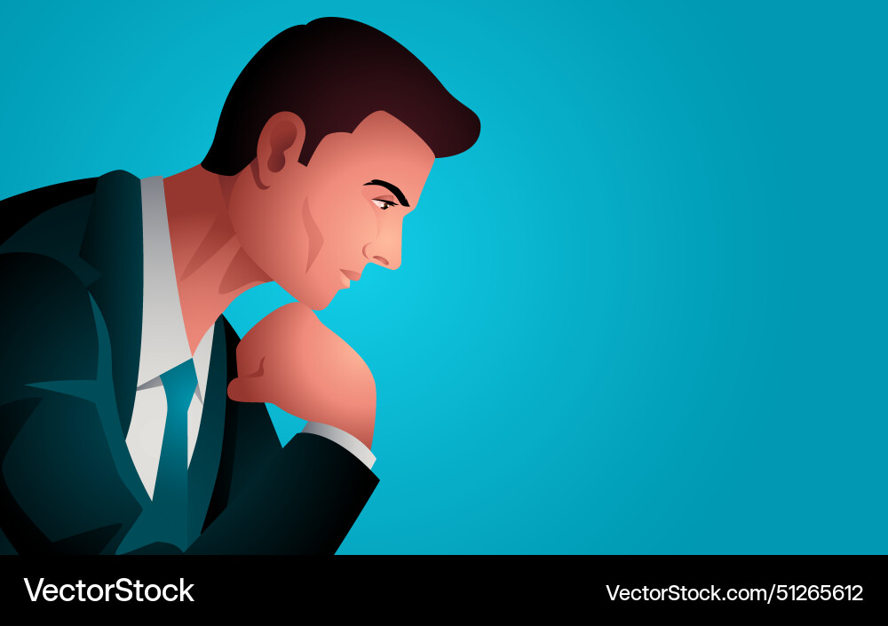 Gradient businessman thinking Royalty Free Vector Image