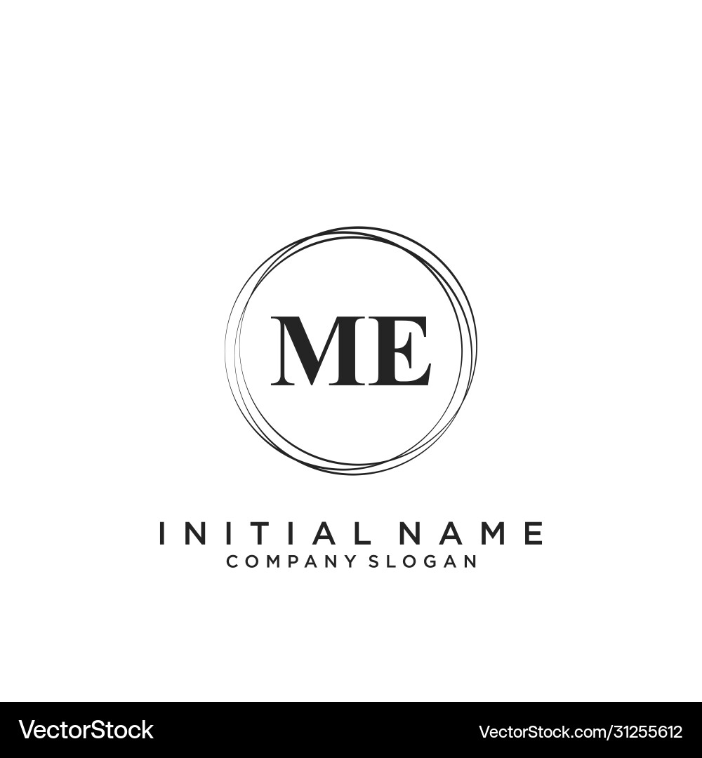 Me initial handwriting logo design Royalty Free Vector Image