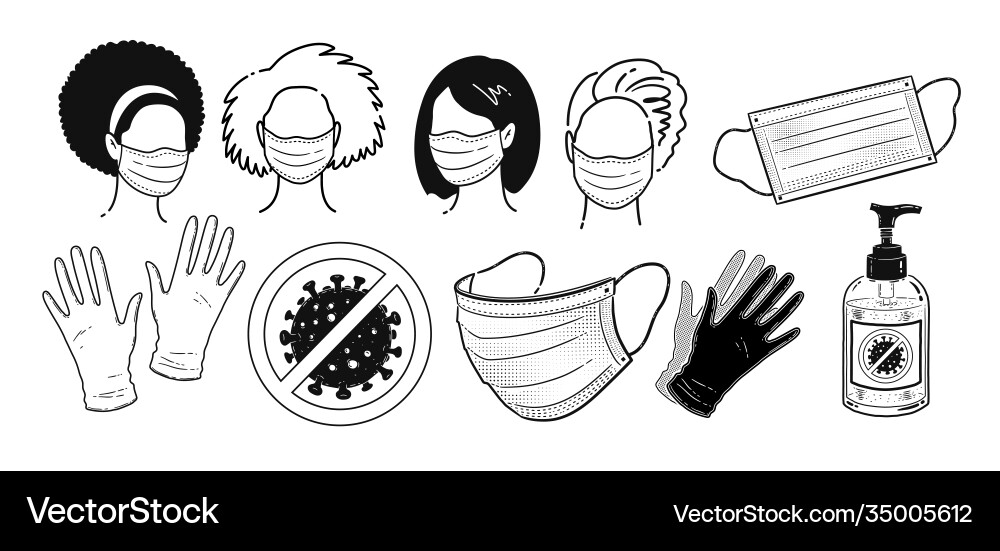 Protection items and characters in masks Vector Image