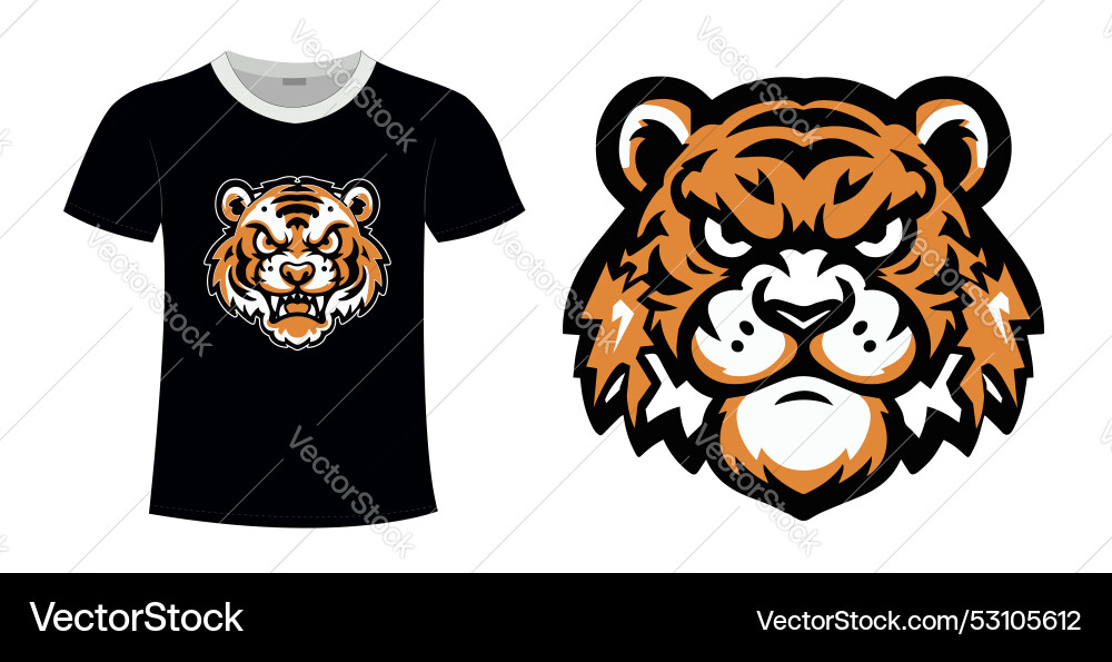 Roaring tiger face creative t-shirt design Vector Image