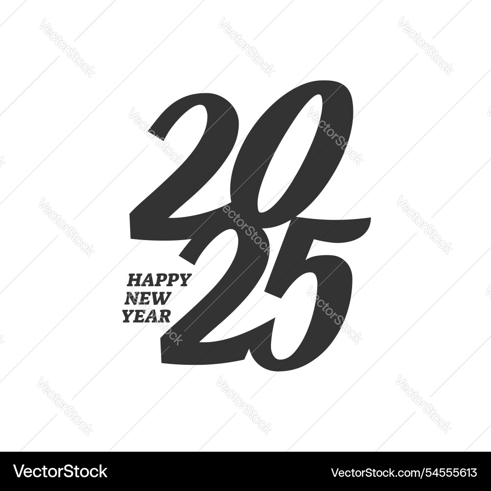2025 calendar number black and white typography Vector Image