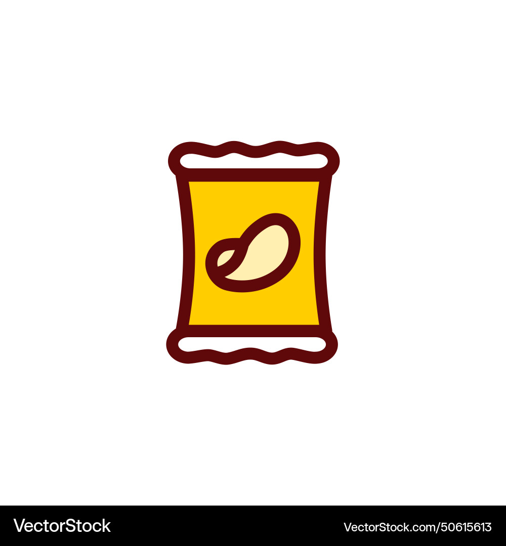 A pack chips icon with text simple sign line st Vector Image