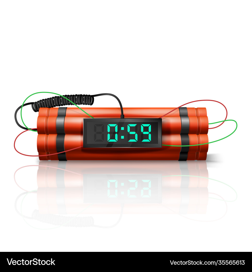 Dynamite bomb with countdown clock Royalty Free Vector Image