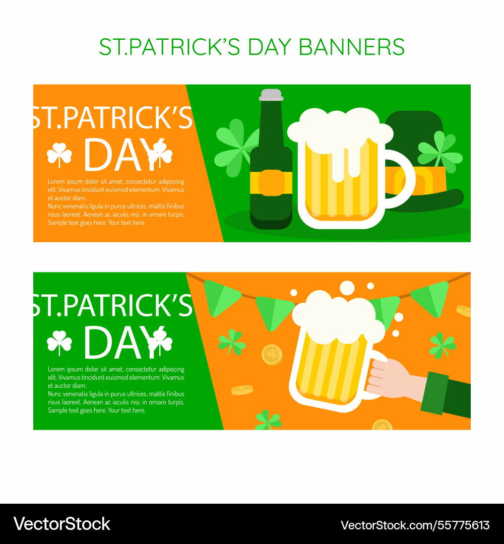Flat st patricks day banner Royalty Free Vector Image