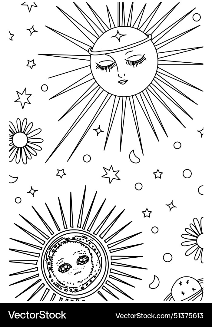Hand drawn mystical coloring page Royalty Free Vector Image