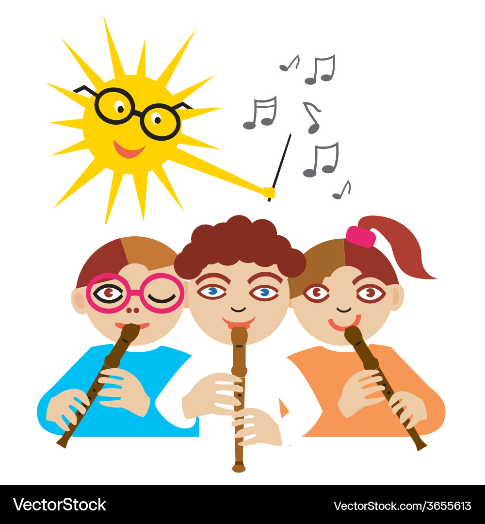 Kinder spielen die Flöte Lizenzfreies Vektorbild