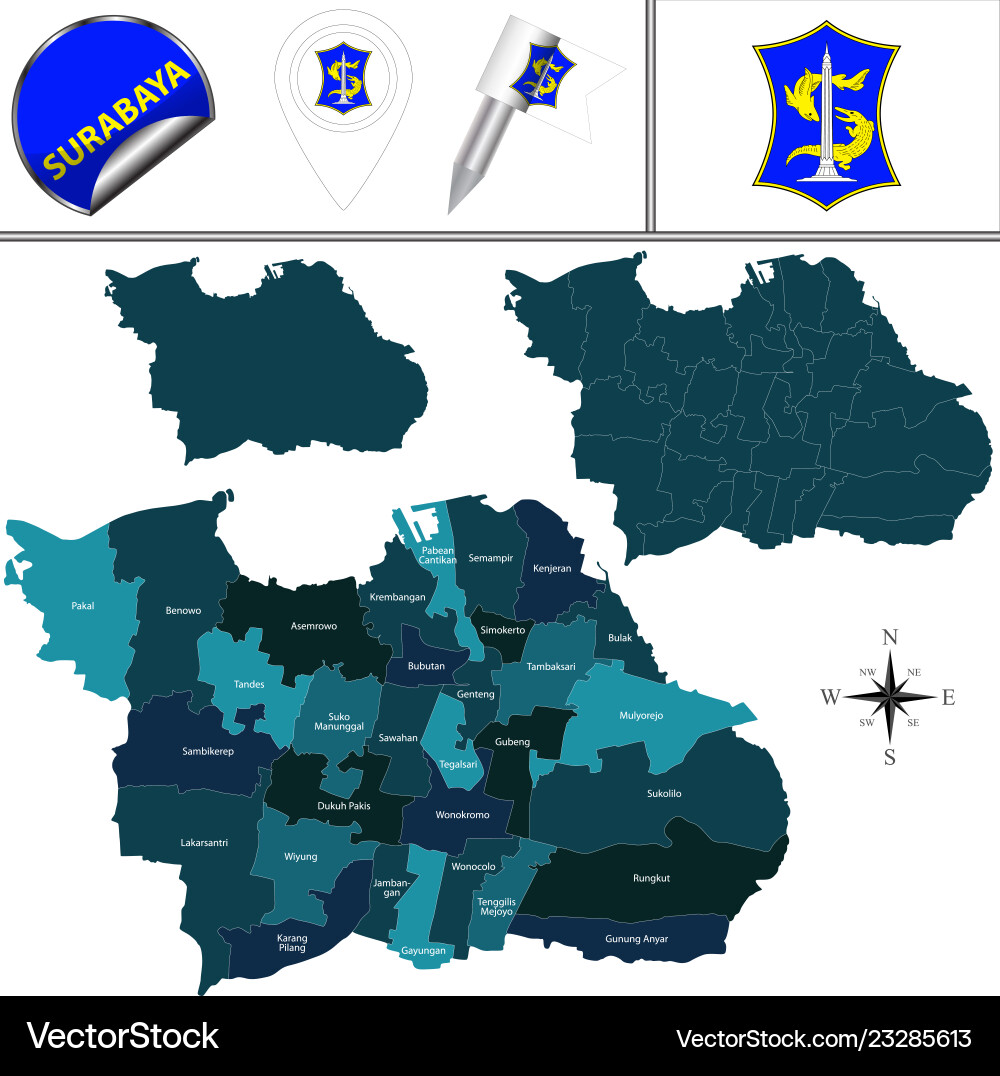 Map of surabaya indonesia Royalty Free Vector Image