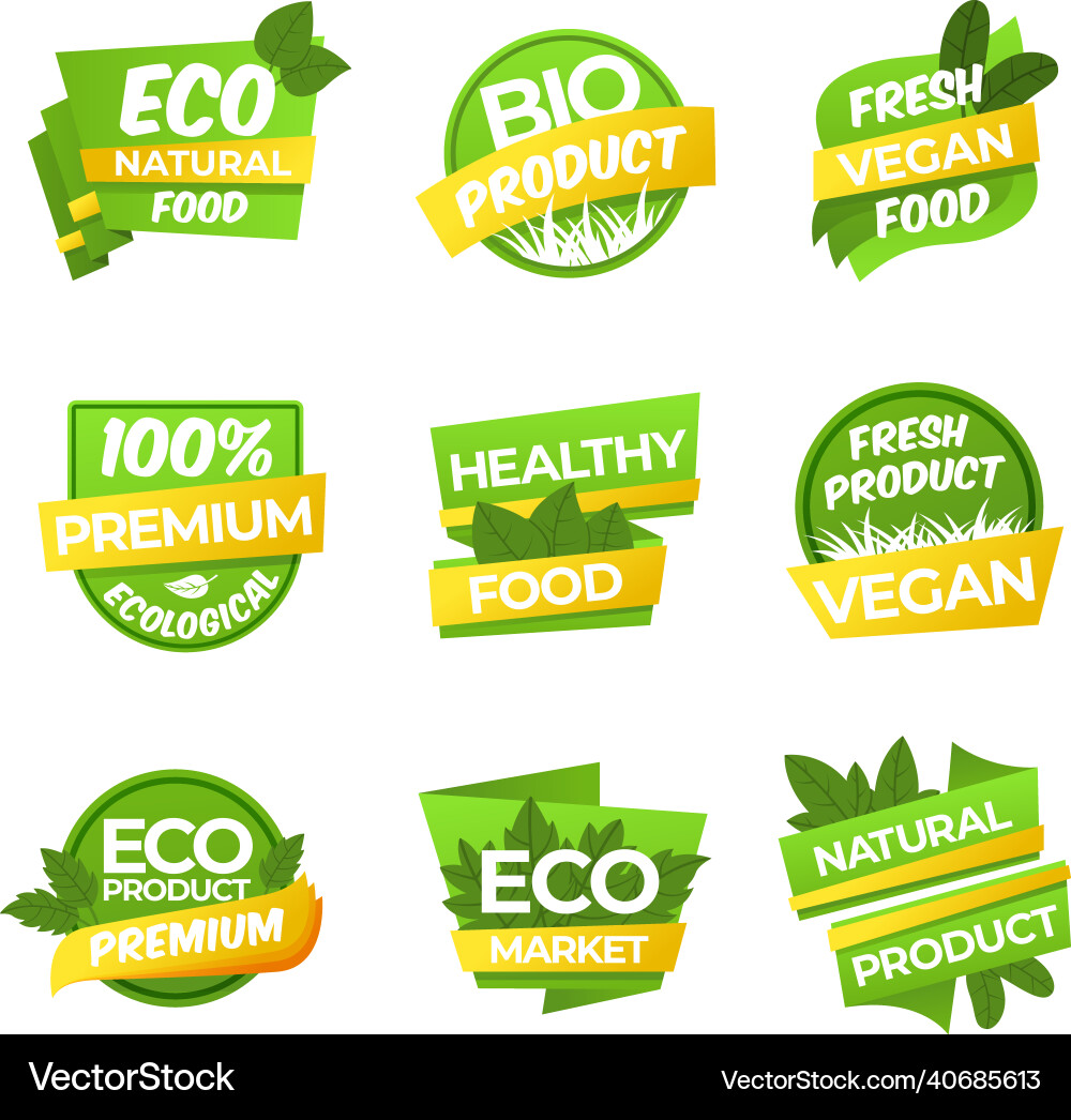 Organic Eco Product Labels Royalty Free Vector Image