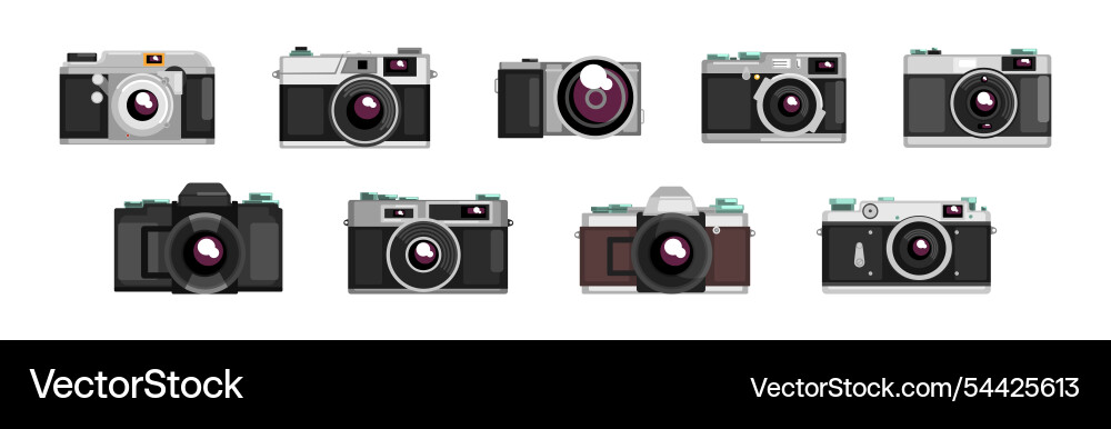 Photo camera object with lens for filming Vector Image