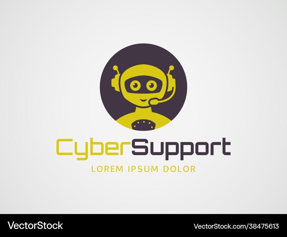 Robotic customer support logo Royalty Free Vector Image