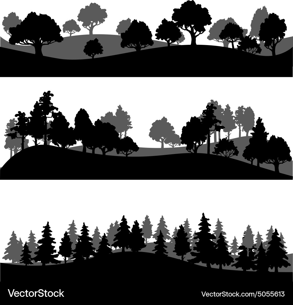 Set of different landscape with trees Royalty Free Vector