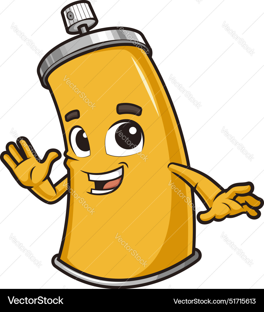 Spray can character waving cartoon Royalty Free Vector Image