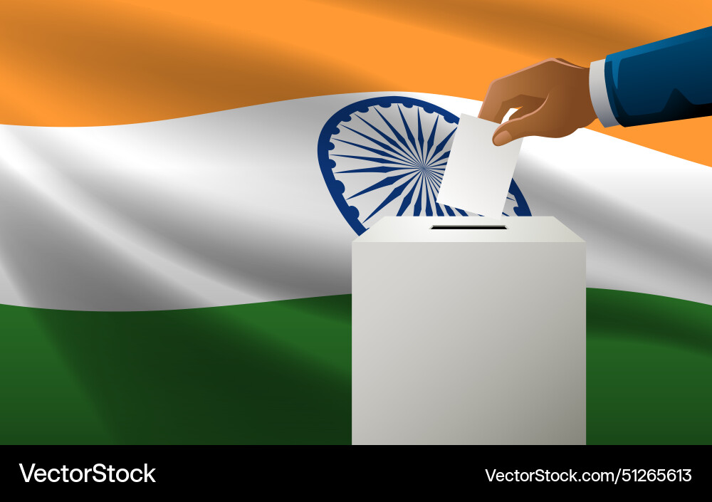 Voting box election india flag background Vector Image