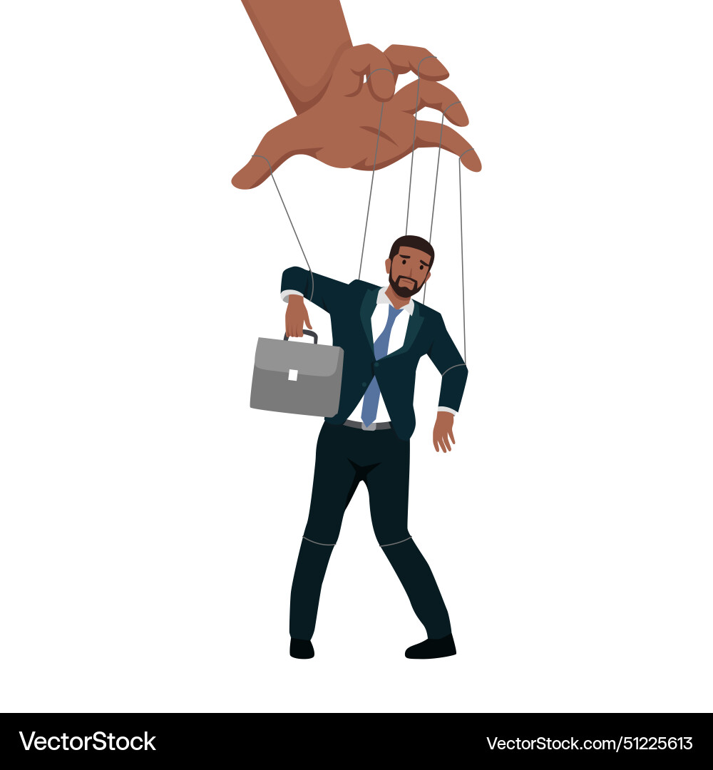 Young puppet master controlling a businessman Vector Image