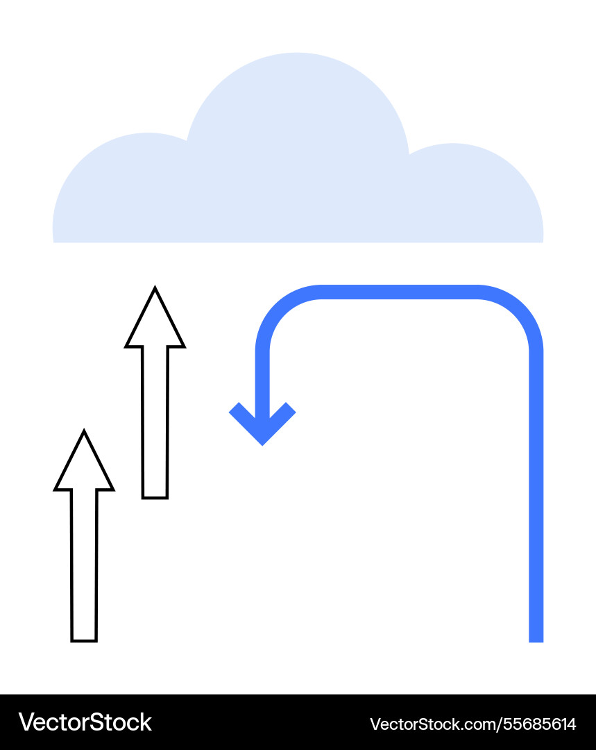 Cloud process diagram with upward and downward Vector Image