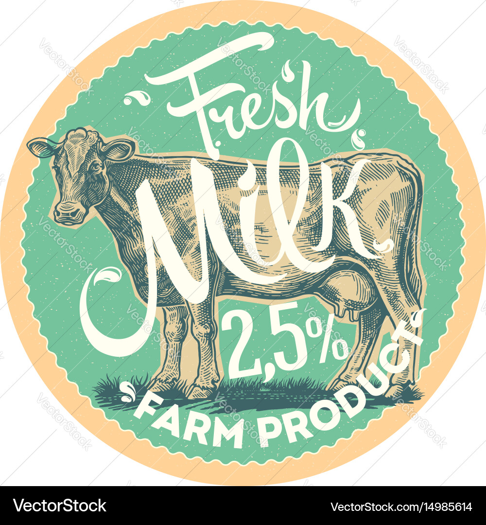 Cow and label Royalty Free Vector Image - VectorStock