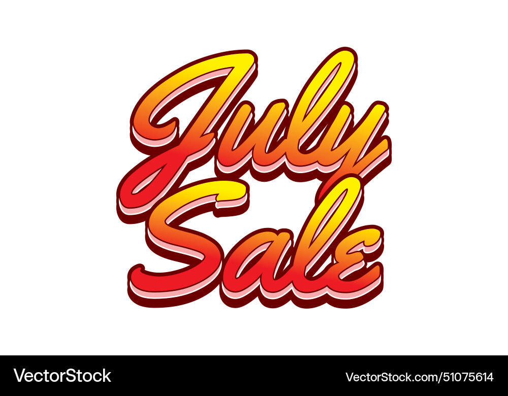 July sale text effect in 3 dimension style Vector Image