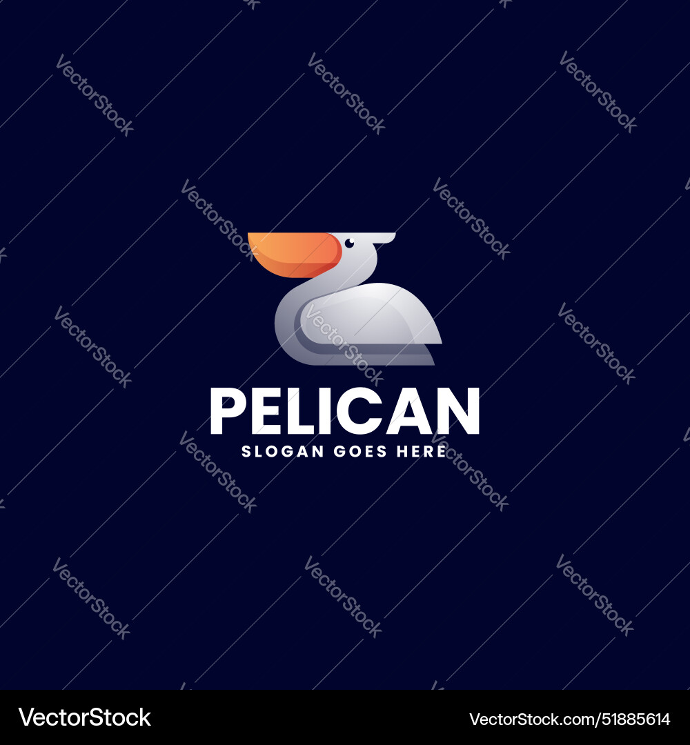 Logo pelican gradient colorful style Royalty Free Vector