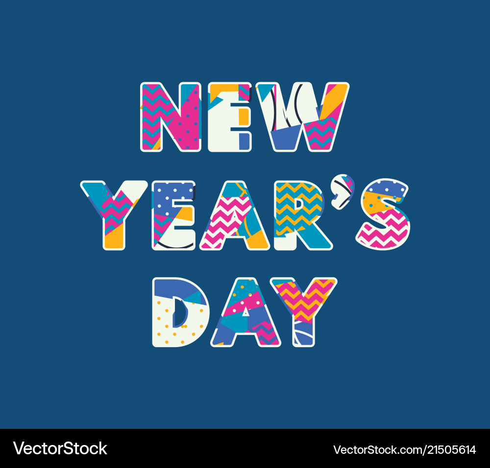 New years day concept word art Royalty Free Vector Image