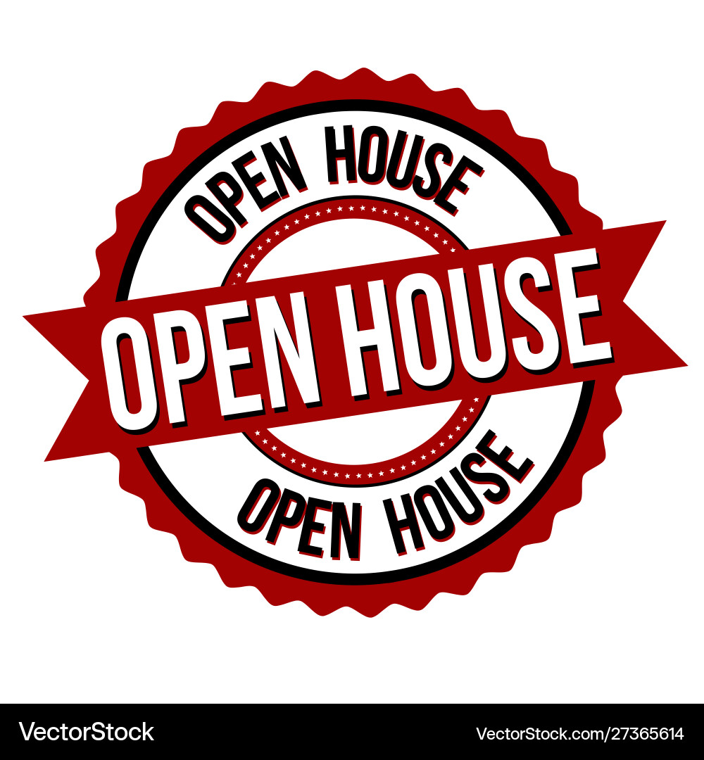 Open house label or sticker Royalty Free Vector Image