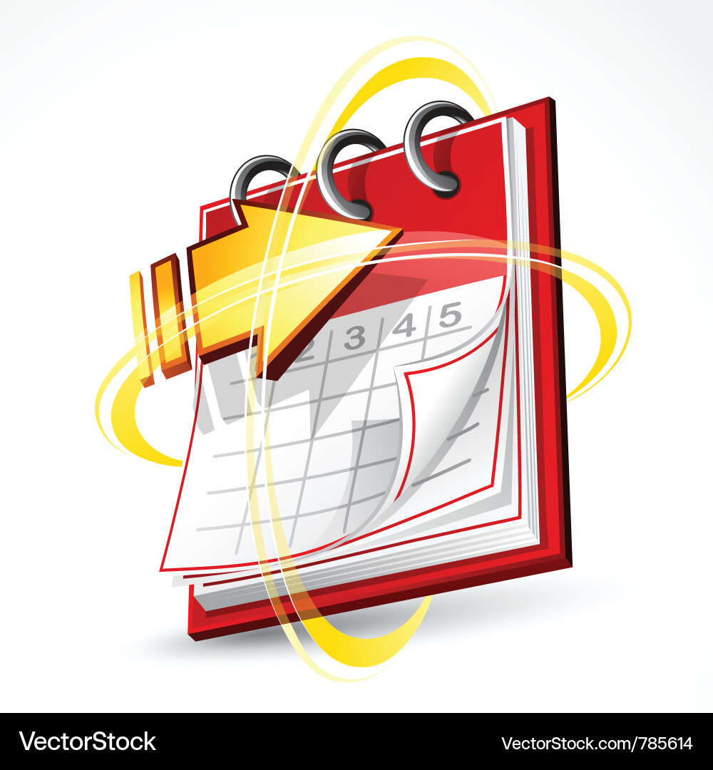 Paper calendar with arrow Royalty Free Vector Image