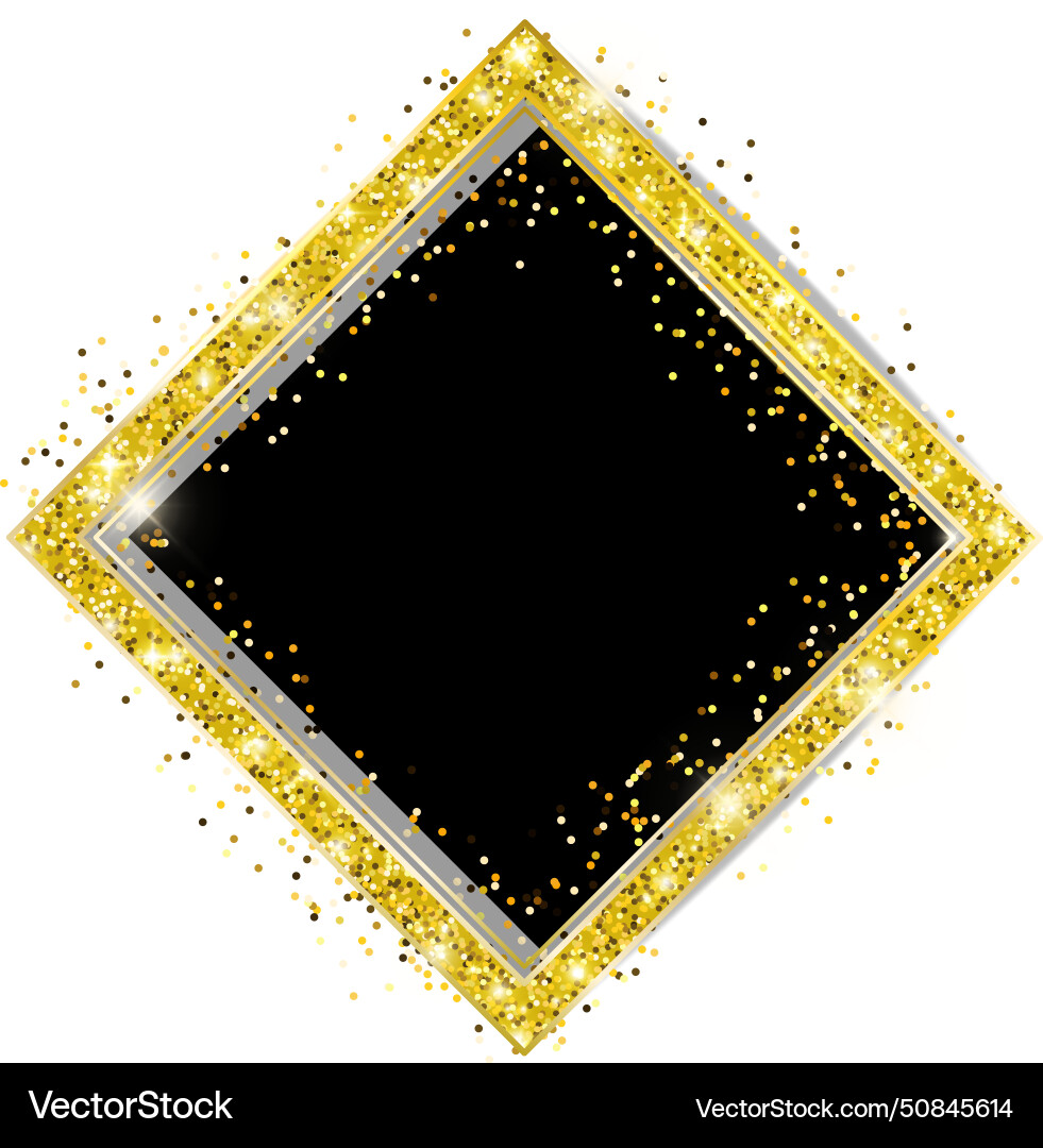 Rectangle shiny glitter frame with confetti Vector Image