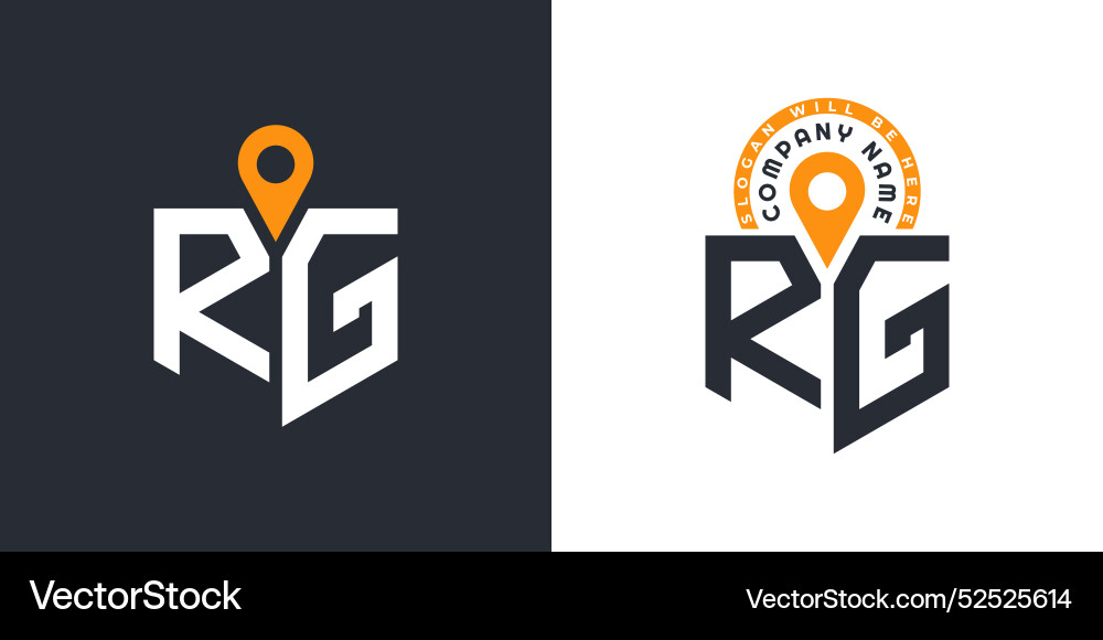 Rg location logo bundle letter dual icons Vector Image