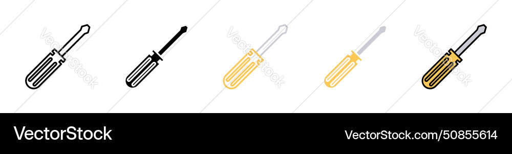 Screwdriver icon set screw tool automotive symbol Vector Image