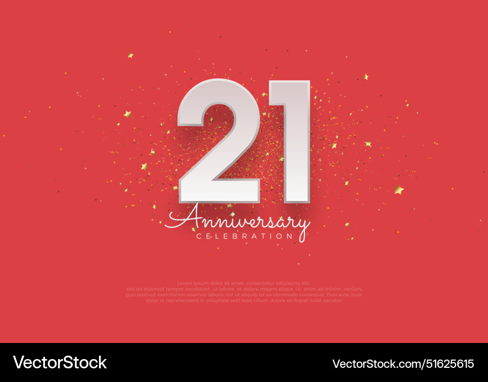 21st anniversary design with white numbers on a Vector Image