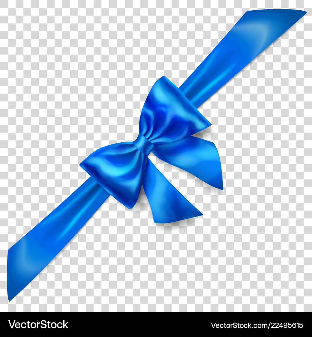 Blue bow with diagonally ribbon Royalty Free Vector Image