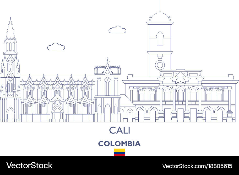 Cali city skyline Royalty Free Vector Image - VectorStock