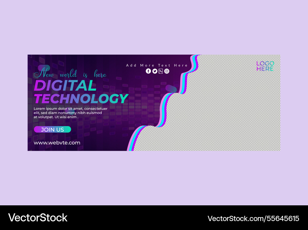 Flat design technology facebook cover template Vector Image