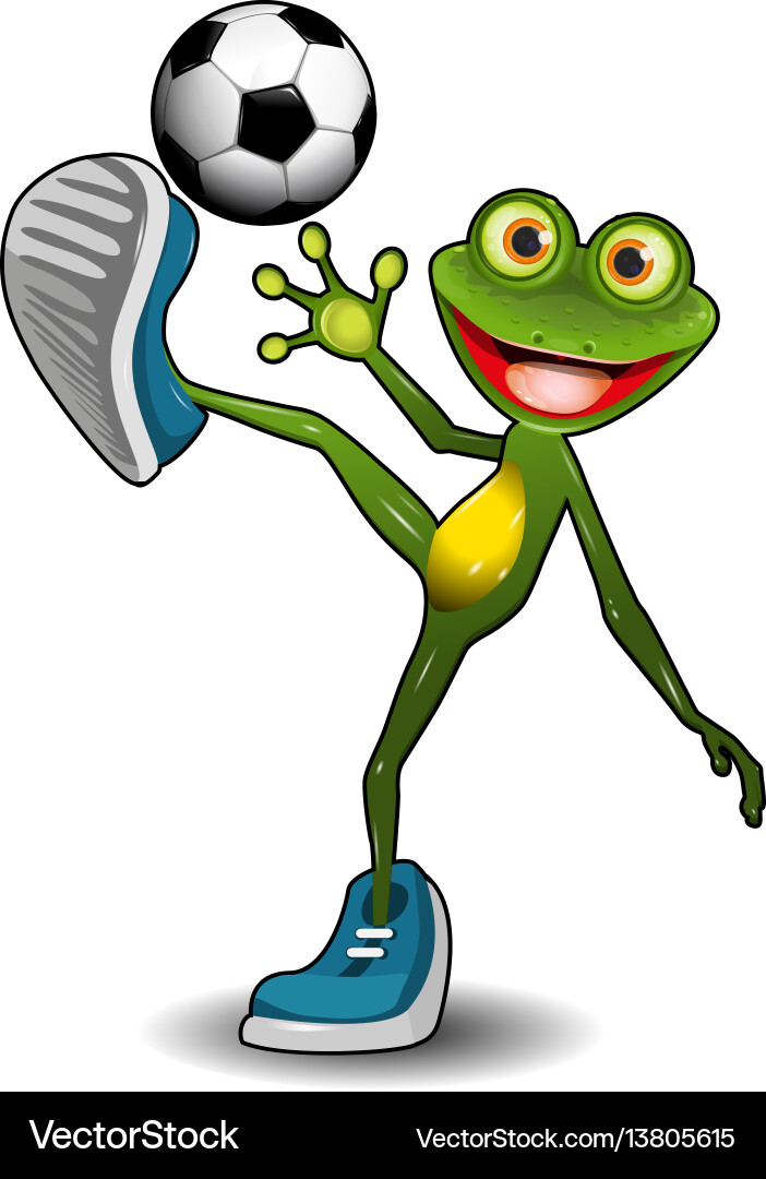 Frog with a soccer ball Royalty Free Vector Image