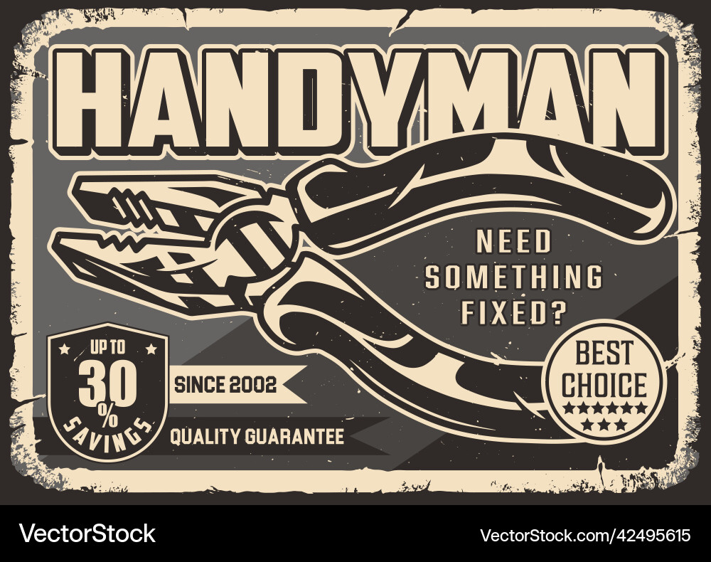 Hand tool monochrome scraped poster Royalty Free Vector