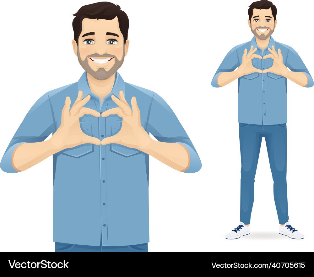 Man making heart shape with hands Royalty Free Vector Image