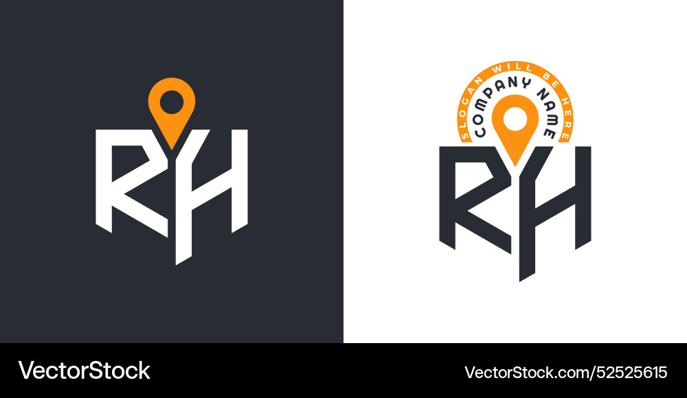 Rh location logo bundle letter dual icons Vector Image