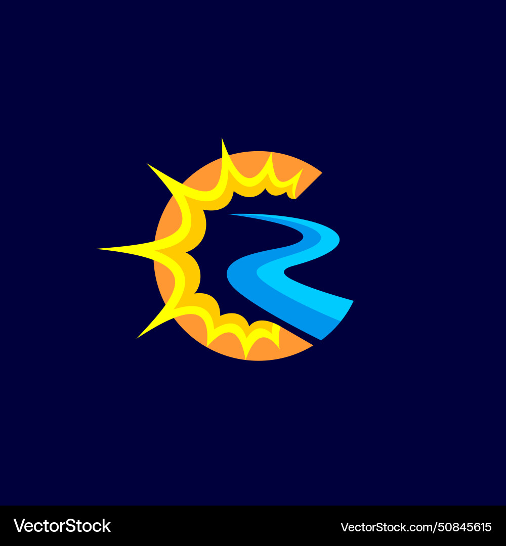 Sun and river logo Royalty Free Vector Image - VectorStock